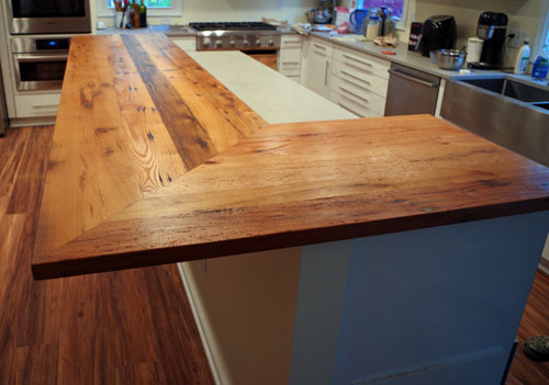 Kitchen Counter Top Rustic Oak | Chagrin Valley Custom Furniture